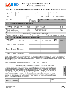 Fillable Online HB1 - Health Benefits Enrollment Form - Employees Fax ...