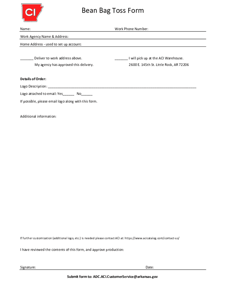 Fillable Online ACI Bean Bag Toss Form.xlsx Fax Email Print - pdfFiller