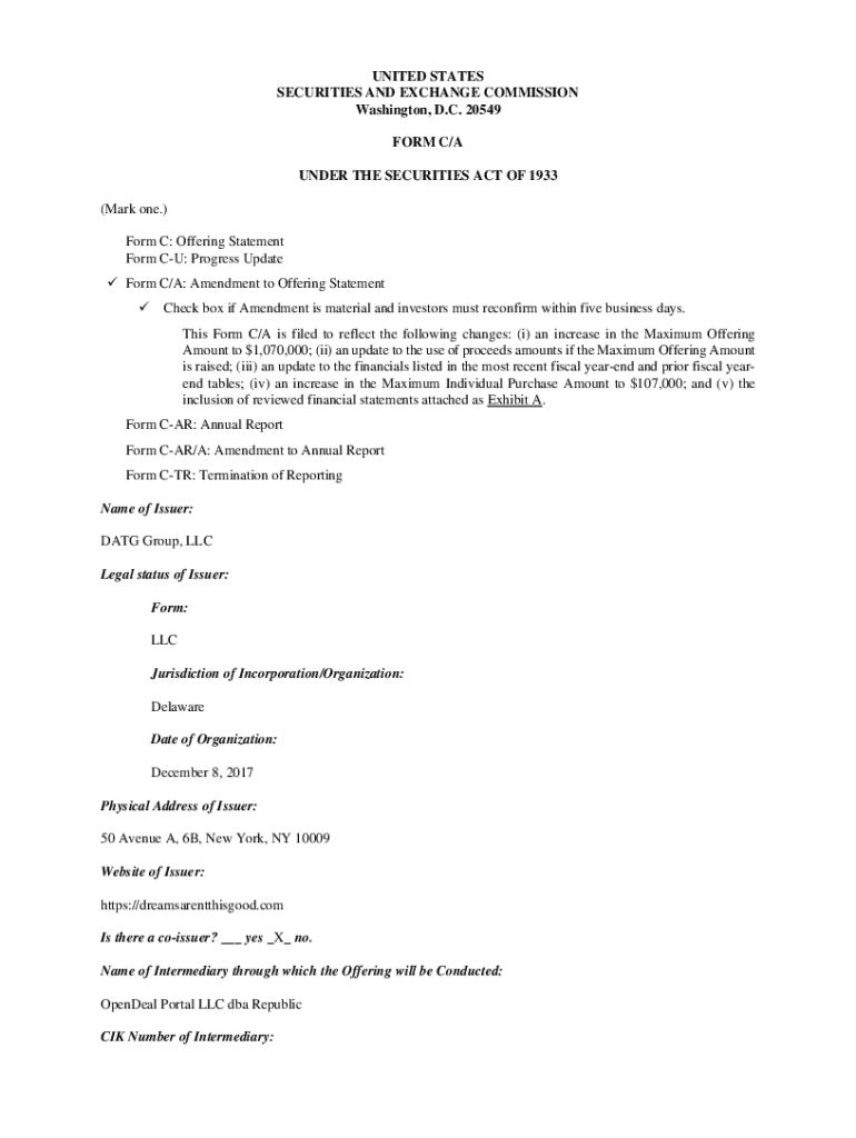 Fillable Online DATG - Form C-A with Exhibits - signed.pdf Fax Email ...