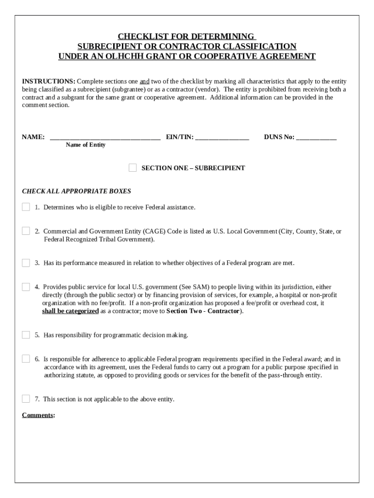 Determining Subrecipient or Contractor Classification ... - HUD Doc ...