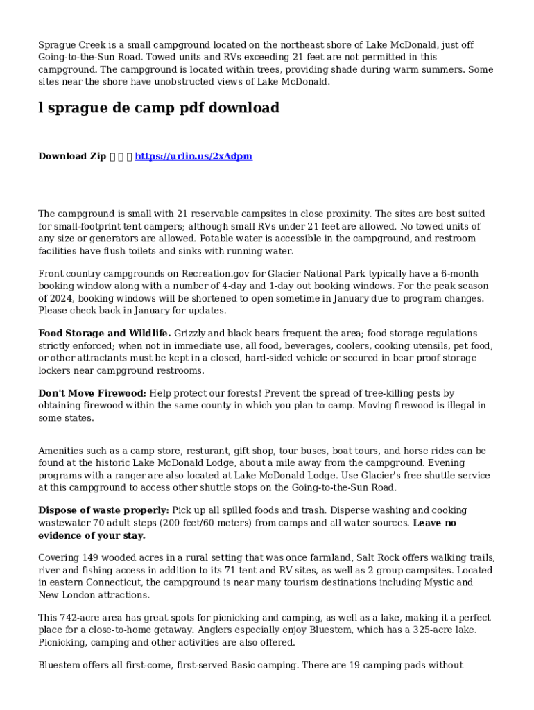 Fillable Online Reservation Campgrounds - Glacier National Park (U.S. ... Fax Email Print ...