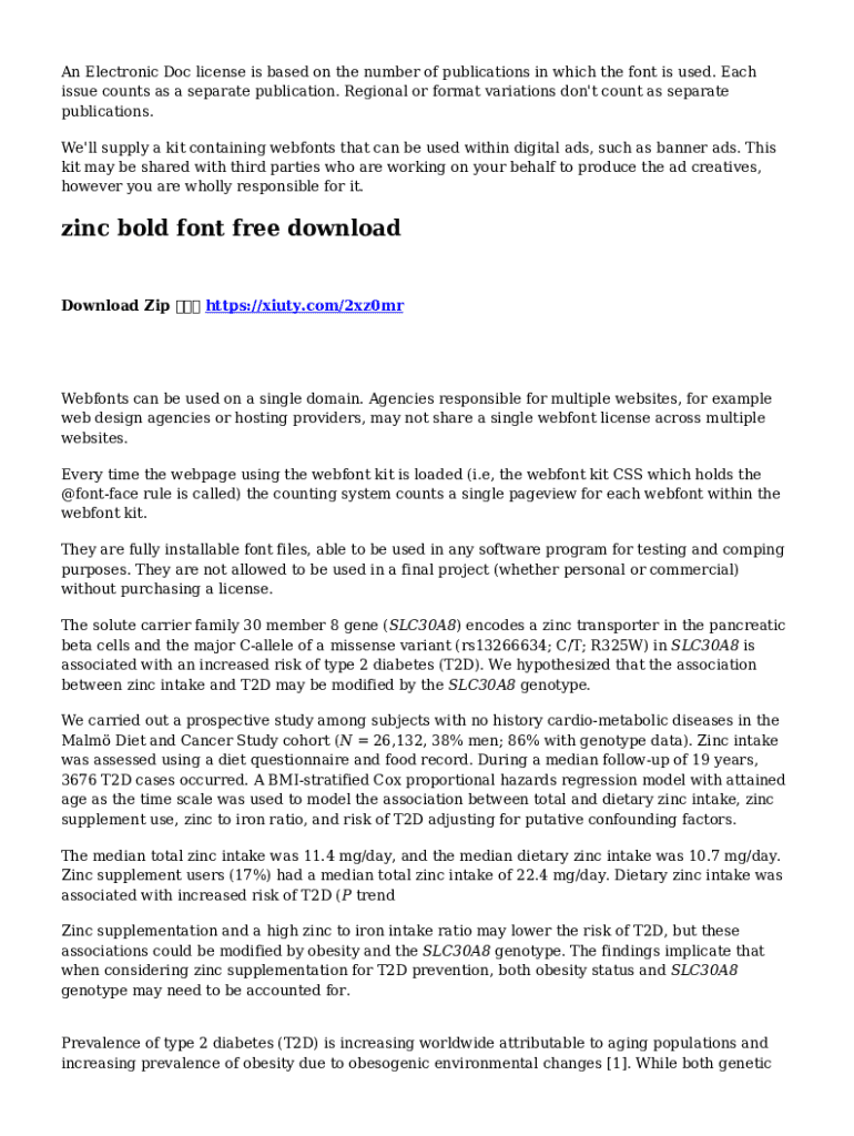 Fillable Online Zinc Bold Font Free Download Fax Email Print - pdfFiller