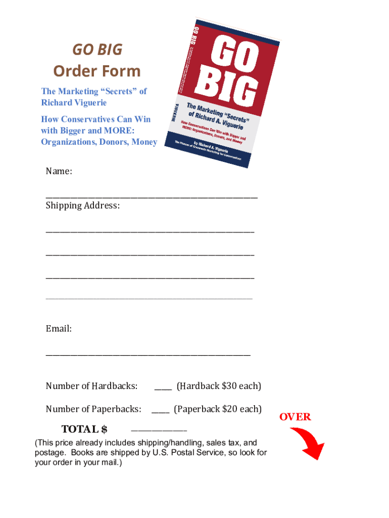 Fillable Online GO BIG Order Form - chd01.com Fax Email Print - pdfFiller