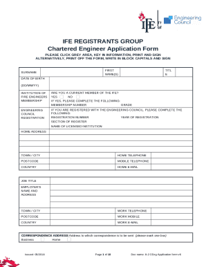 Application for Fellow Membership of the IFE by Doc Template | pdfFiller