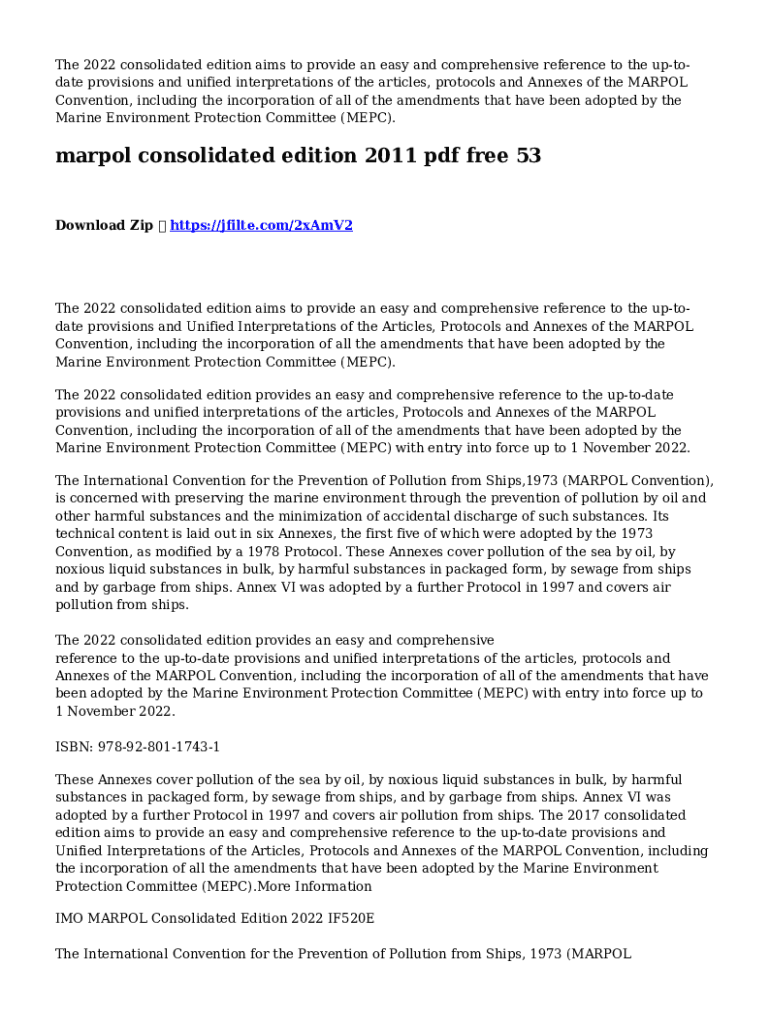 Fillable Online New Edition: MARPOL Pre-order LP Fax Email Print ...