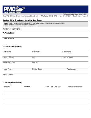 Fillable Online Princess Cruise Ship Application Form Fax Email Print ...