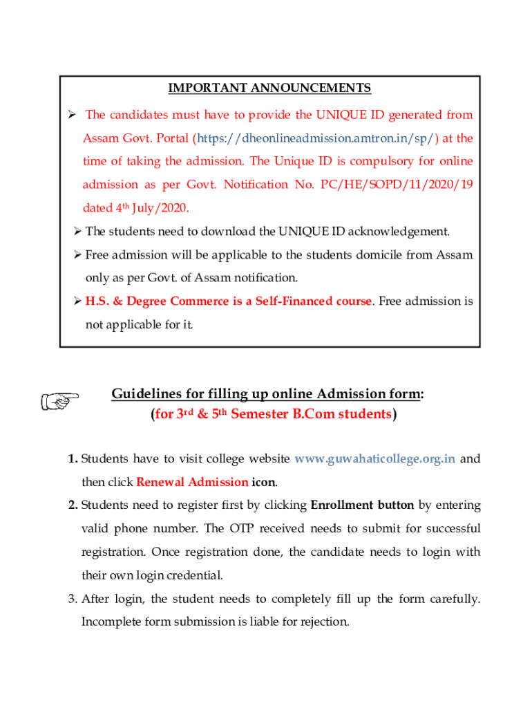 Fillable Online Guidelines for filling up online Admission form Fax ...