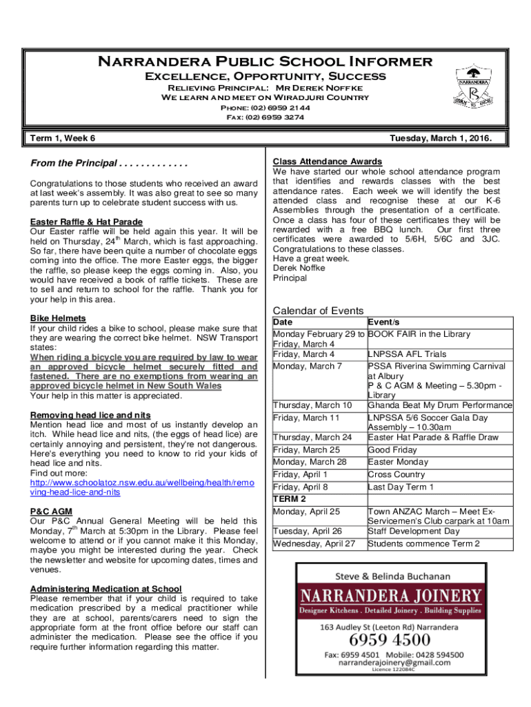 Fillable Online Relieving Principal: Mr Derek Noffke Fax Email Print - pdfFiller