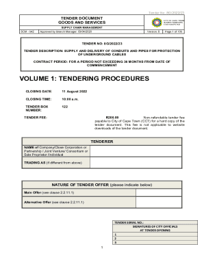 Fillable Online TENDER DESCRIPTION: SUPPLY AND DELIVERY OF CONDUITS AND ...