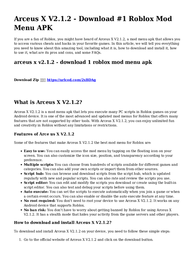 Arceus X Neo V1 4 7 - Fill Online, Printable, Fillable, Blank | pdfFiller