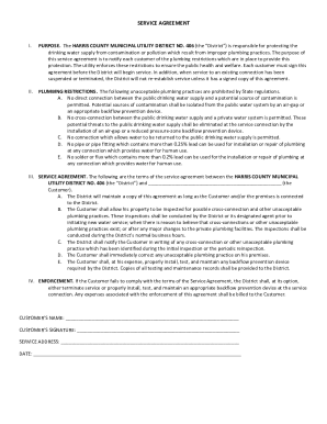 Fillable Online Harris County MUD #238 FOR OFFICE USE ONLY Work Order ...