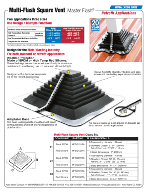 Fillable Online #1 SQUARE RETRO-FIT MULTI-FLASH VENT MASTER ... Fax ...