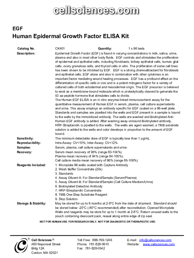 Fillable Online Human Epidermal Growth Factor ELISA Kit Fax Email Print ...