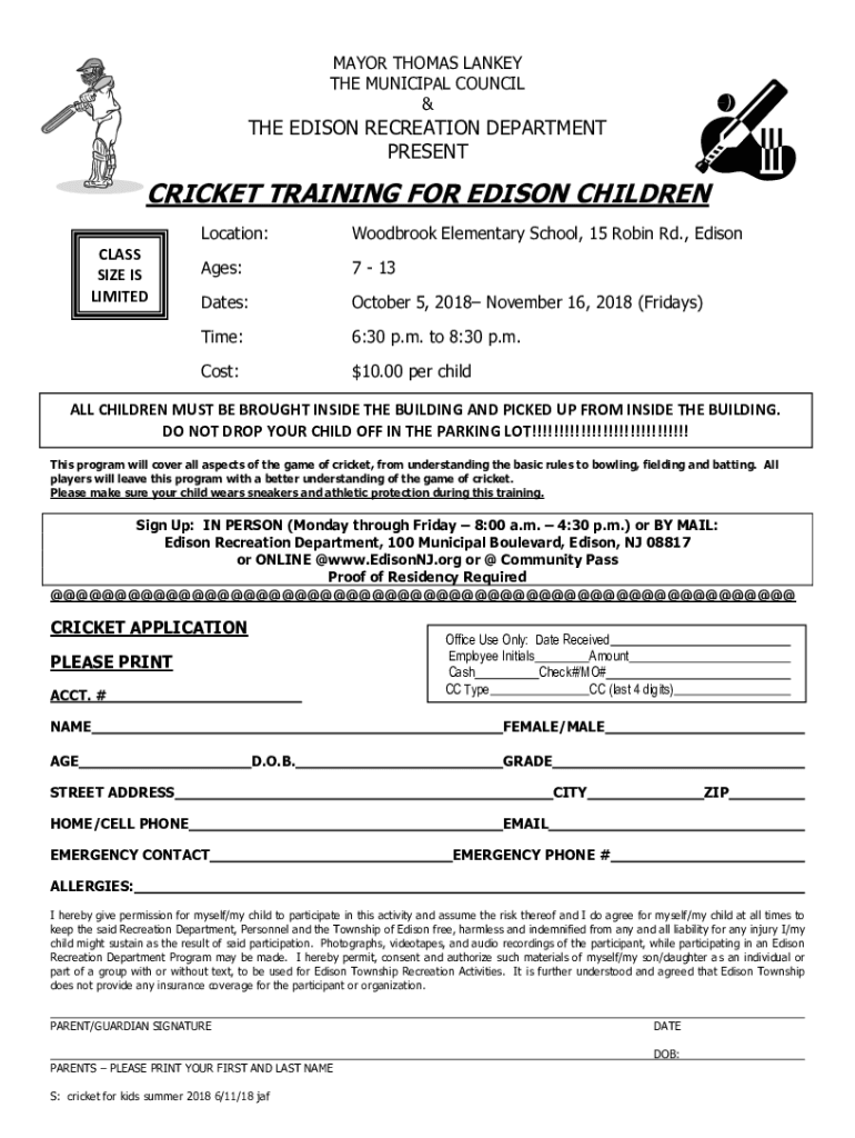 Fillable Online Mayor Thomas Lankey, the... - Edison Township ...