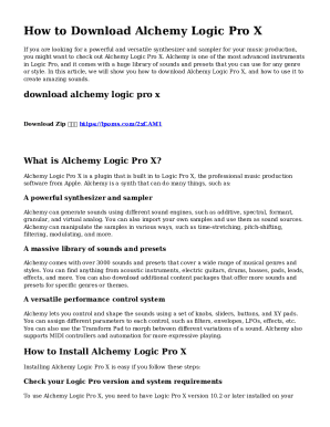 Fillable Online How To Use The Sample Alchemy In Logic Pro Fax Email ...