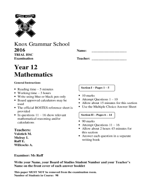 Fillable Online Year 12 Mathematics Fax Email Print - pdfFiller