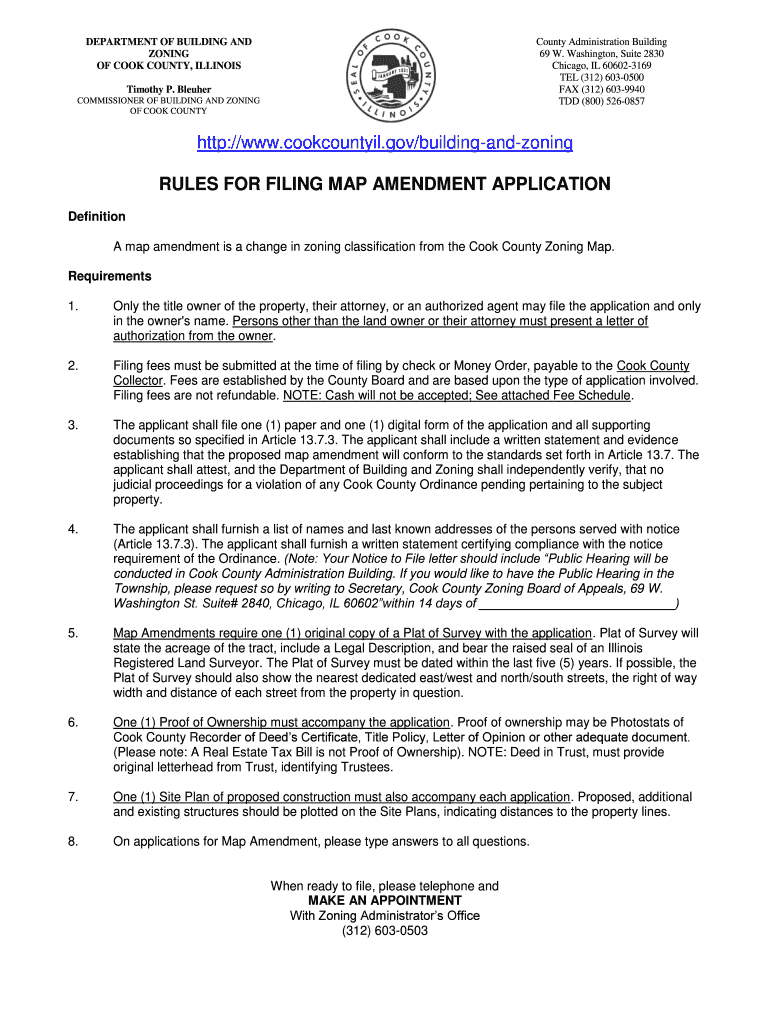 Fillable Online Map Amendment Requirements and Application - Cook ...