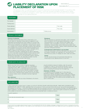 Fillable Online LIABILITY DECLARATION UPON Fax Email Print - pdfFiller
