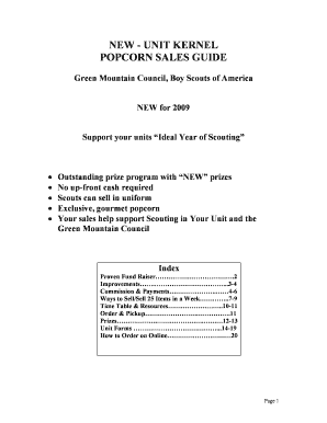 Fillable Online scoutingvermont New - unit kernel popcorn sales guide ...