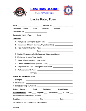 Fillable Online umpire rating forms Fax Email Print - pdfFiller