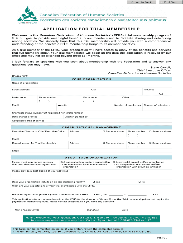 Fillable Online cfhs Application for trial membership - The Canadian ...