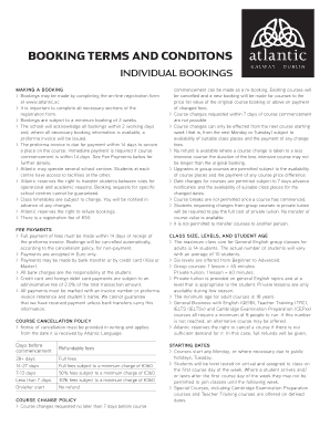 Fillable Online BOOKING TERMS AND CONDITONS Fax Email Print - pdfFiller
