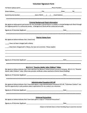 Fillable Online farmington k12 mo Volunteer Signature Form - farmington ...