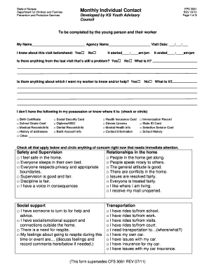 Fillable Online dcf ks Monthly Individual Contact - dcf ks Fax Email ...