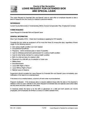 Fillable Online Leave Request for Extended Sick and Special Leave ...