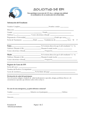 Fillable Online ecologyproject SOLICITUD DE EPI - ecologyproject Fax ...