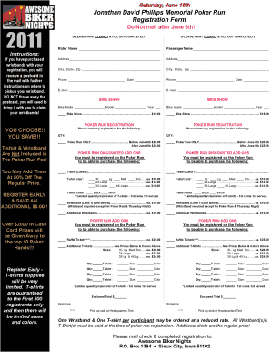 Fillable Online Jonathan David Phillips Memorial Poker Run Registration ...