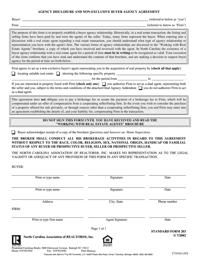 Fillable Online AGENCY DISCLOSURE AND NON-EXCLUSIVE BUYER AGENCY ...