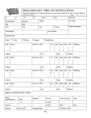 Fillable Online dnrc mt FIRE INVESTIGATION FORMS Fax Email Print ...