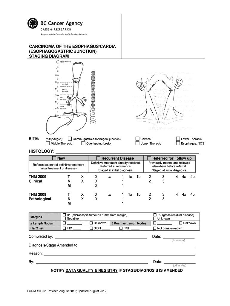 Fillable Online bccancer bc Carcinoma of the esophaguscardia esophagogastric junction Fax Email ...