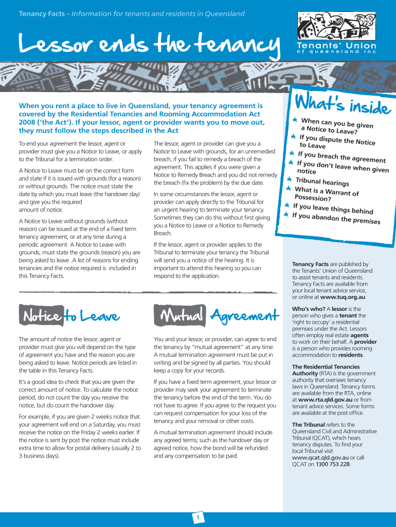 Fillable Online When you rent a place to live in Queensland, your ...