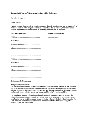 Fillable Online Scottish Widows Retirement Benefits Scheme Fax Email ...