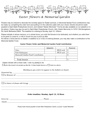 Fillable Online saintmarkpresby Easter Flowers amp Memorial Garden Fund ...