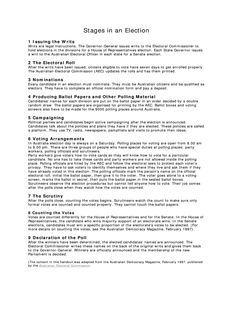 Fillable Online Stages in an Election Fax Email Print - pdfFiller