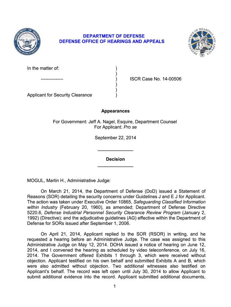 Fillable Online dod 1400506 Appearances For Government: Jeff A - dod ...