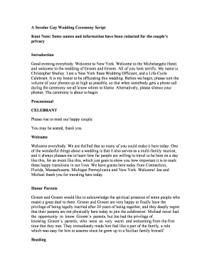 Fillable Online A Secular Gay Wedding Ceremony Script Fax Email Print ...