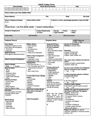 Fillable Online dadc DADC Intake Form - dadc Fax Email Print - pdfFiller