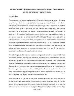 Fillable Online ESTABLISHMENT, MANAGEMENT AND STRUCTURE OF PARTNERSHIP ...