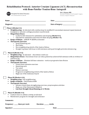 Fillable Online Rehabilitation Protocol Anterior Cruciate Ligament Fax ...