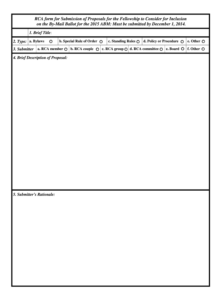 Fillable Online recovering-couples RCA form for Submission of Proposals ...