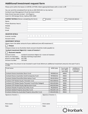 Fillable Online Additional investment request form - Welcome to... Fax ...
