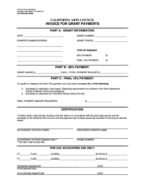 Fillable Online cac ca INVOICE FOR GRANT PAYMENTS - cac ca Fax Email ...