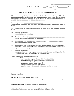 Fillable Online Eviction Resources Universal Military Affidavit Fax ...