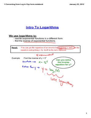 Fillable Online 1 Converting from Log to Exp form.notebook Fax Email ...