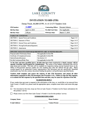 Fillable Online lakecountyfl Dump Truck, 64,000 GVW, 4 x 6 12 CY Tandem ...