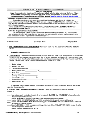 Fillable Online Duty (RTD) Tech Benefits Election Form Fax Email Print ...